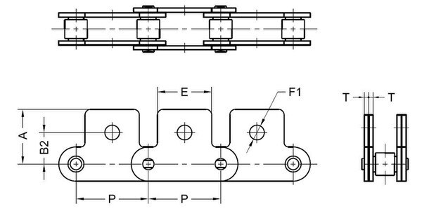 C2060 HEAVY STAINLESS QUEST SK-1 ROLLER LINK SOLID ROLLER